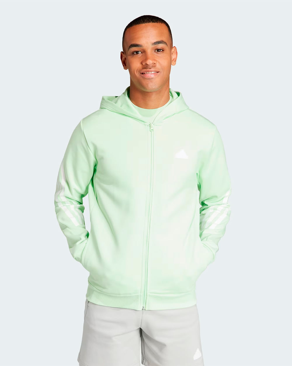 Jaqueta de Moletom Capuz Zíper Future Icons Três Listras - Drastosa ...