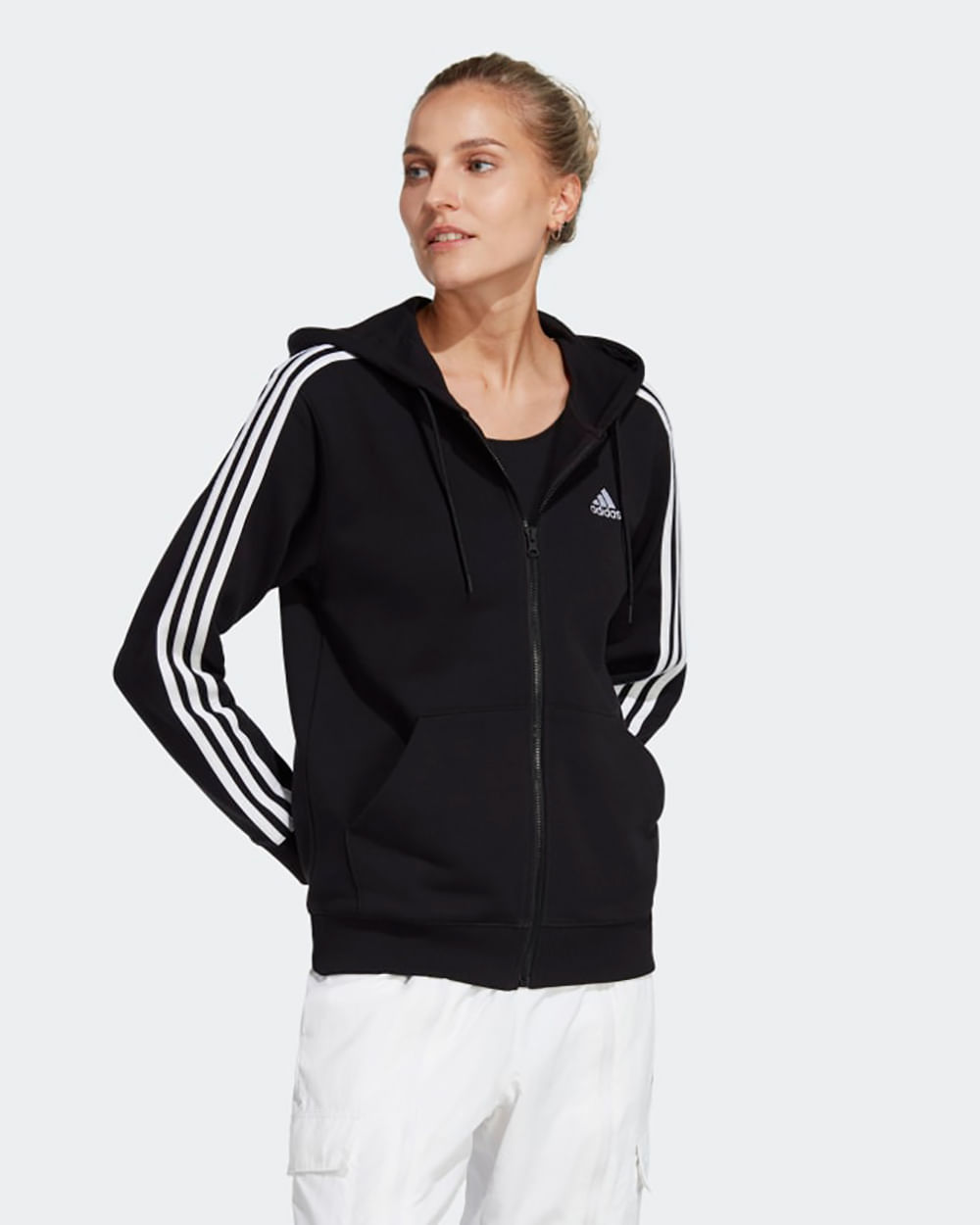 Blusa de Moletom Feminina Adidas Essentials 3 Listras - Drastosa | Só ...