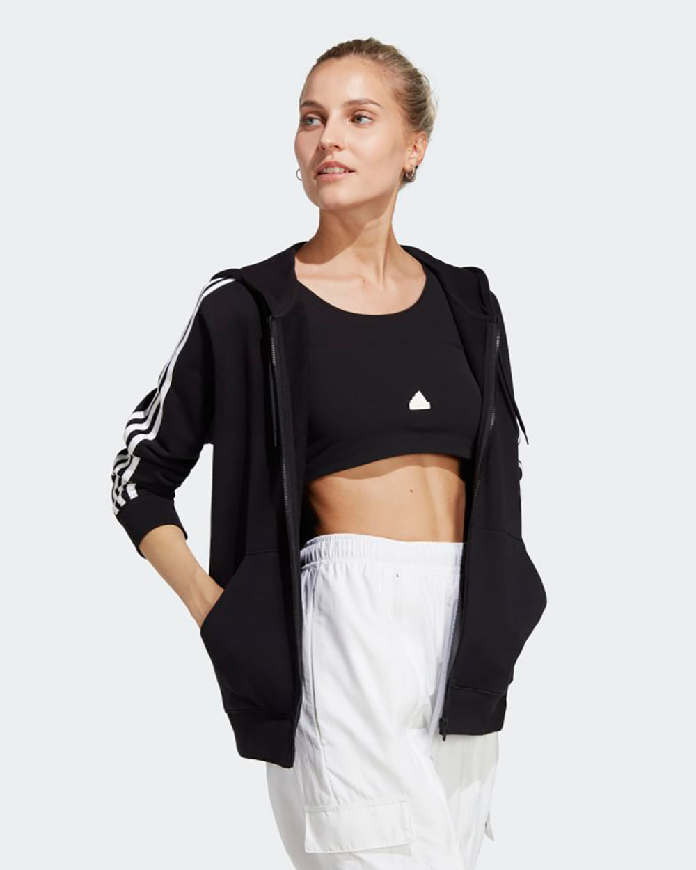 Blusa de Moletom Feminina Adidas Essentials 3 Listras - Drastosa | Só ...